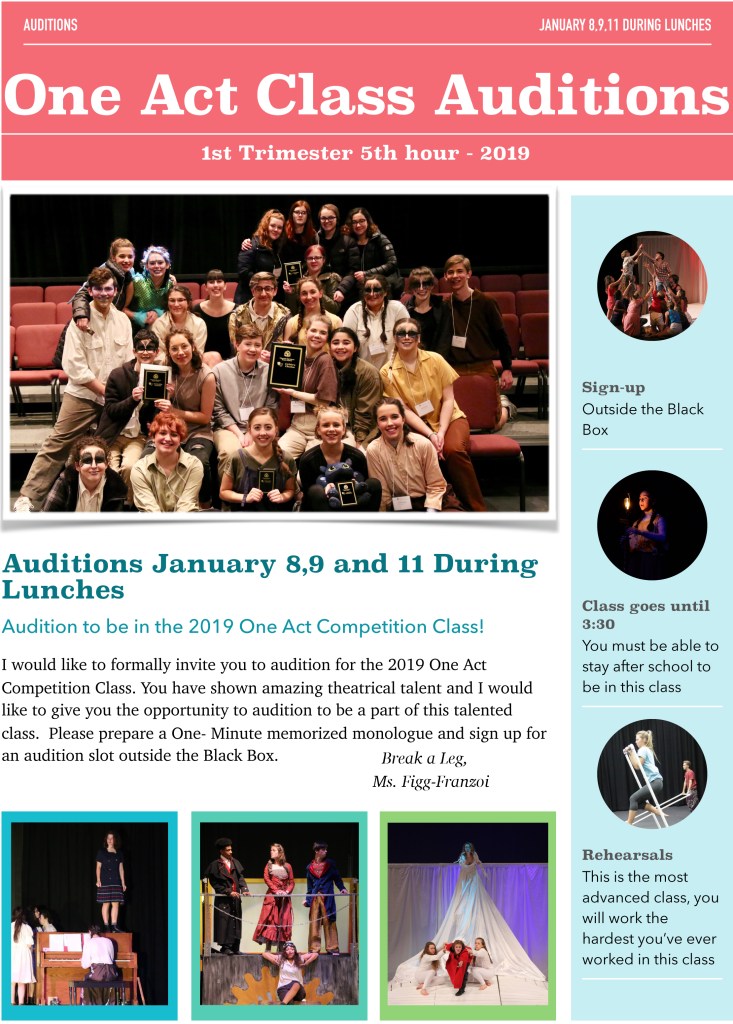 One Act 2019 Auditions/Interviews – Act Out